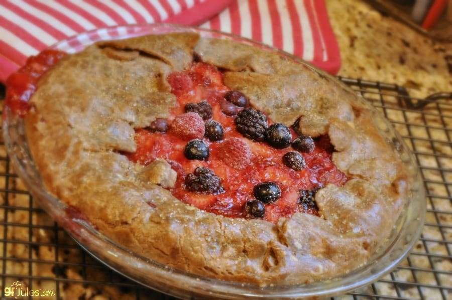 Gluten Free Rustic Mixed Berry Pie with homemade flaky gfJules crust