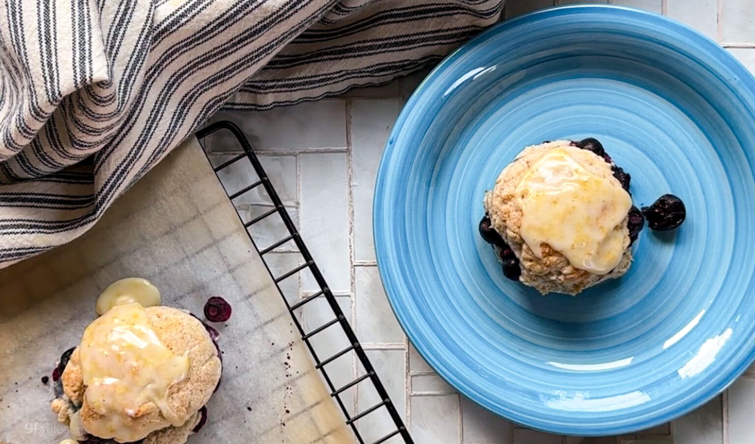 Gluten Free Blueberry Biscuits with Lemon Glaze - #1GFblog gfJules