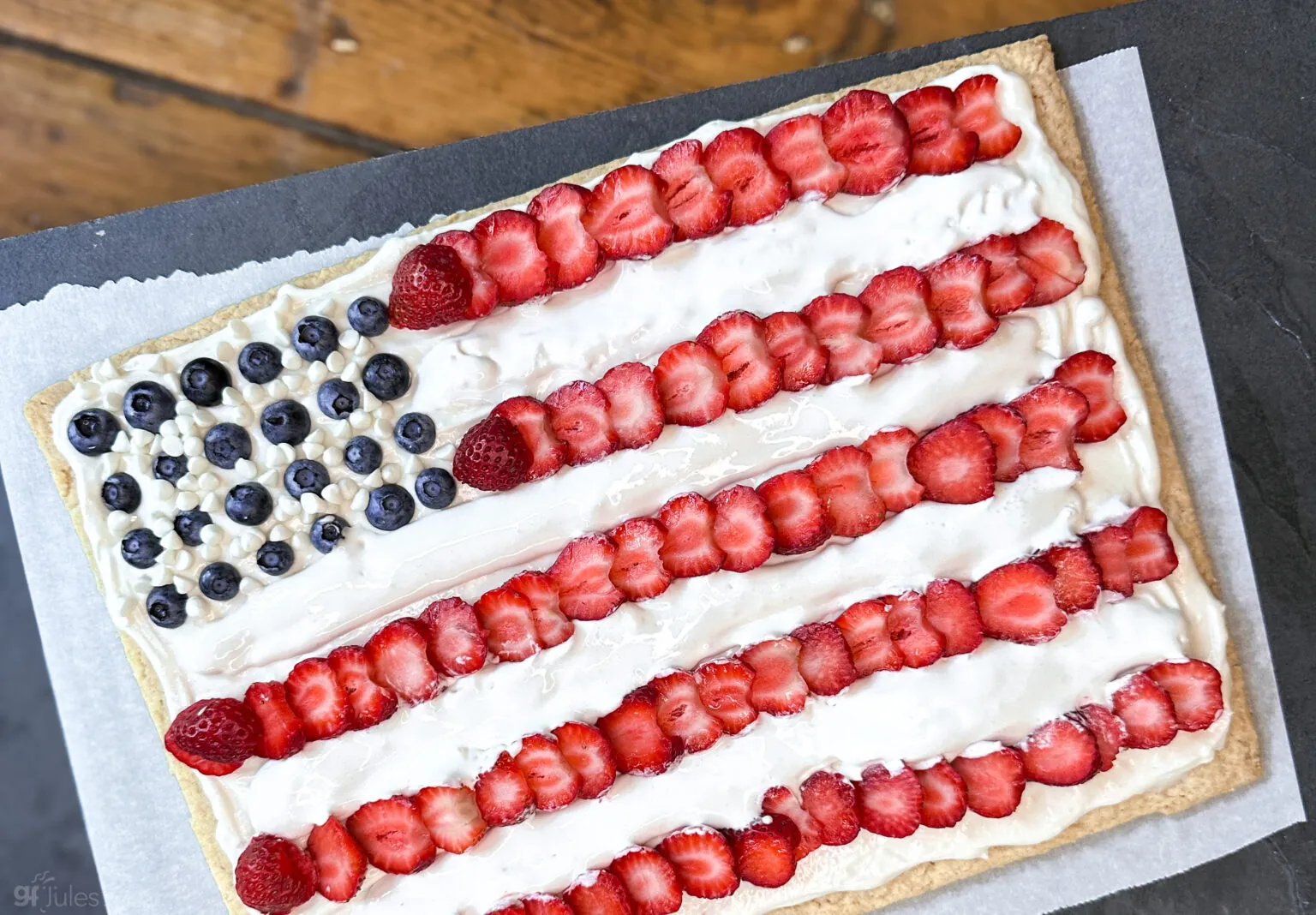 Gluten Free Sugar Cookie Flag Fruit Pizza - gfJules #1 GF Blog